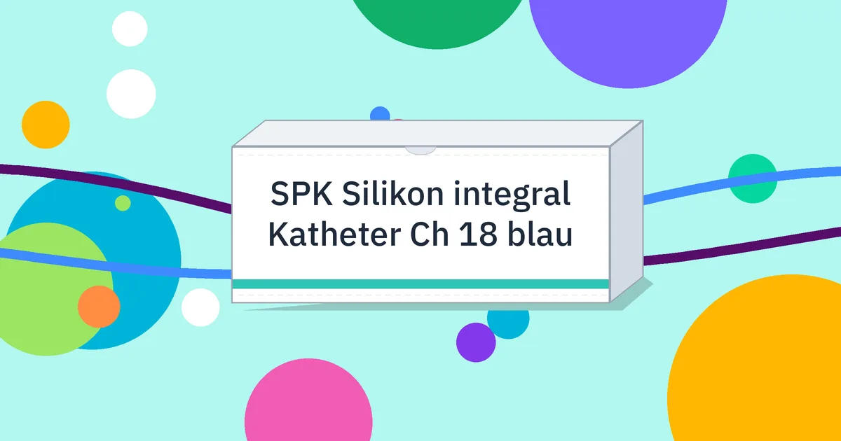 Symbolbild: Packung mit der Aufschrift SPK Silikon integral Katheter Ch 18 blau (PZN 13163270) – Verfügbarkeit und Bezug in Apotheken in Frankfurt am Main
