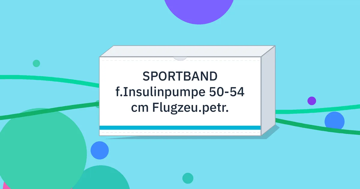 Symbolbild: Packung mit der Aufschrift SPORTBAND f.Insulinpumpe 50-54 cm Flugzeu.petr. (PZN 13916137) – Verfügbarkeit und Bezug in Apotheken in Frankfurt am Main