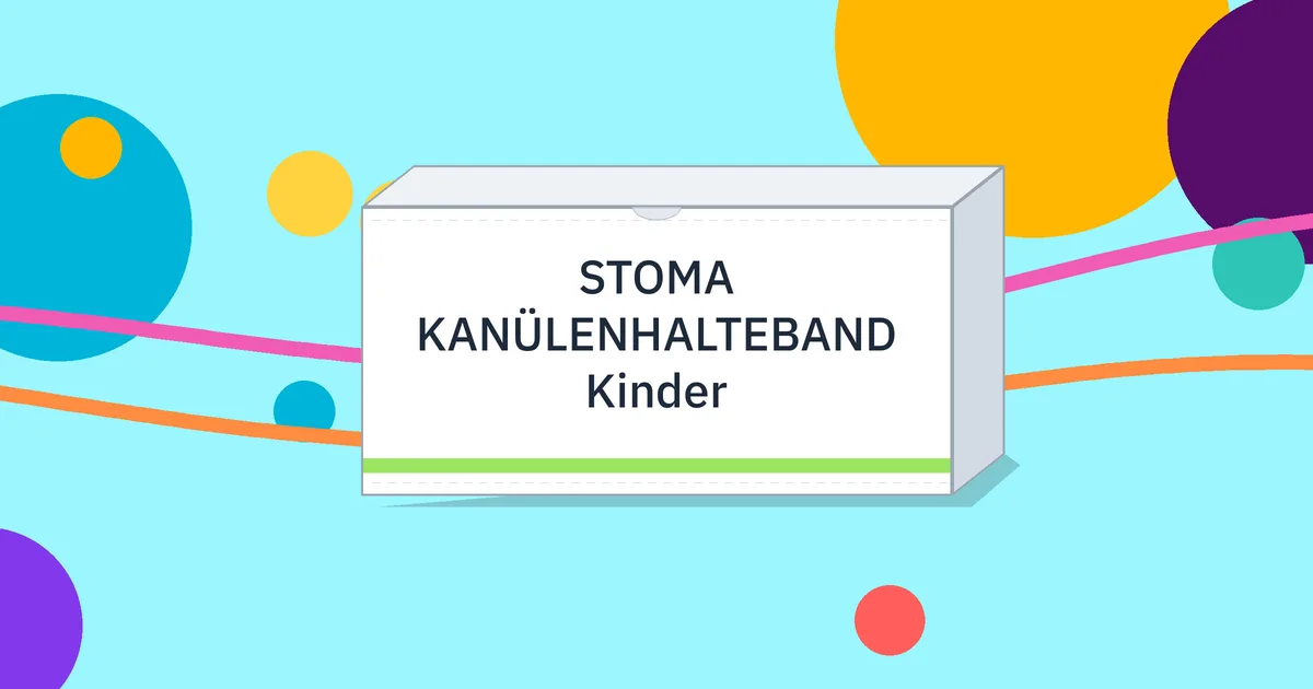 Symbolbild: Packung mit der Aufschrift STOMA KANÜLENHALTEBAND Kinder (PZN 09511481) – Verfügbarkeit und Bezug in Apotheken in Frankfurt am Main