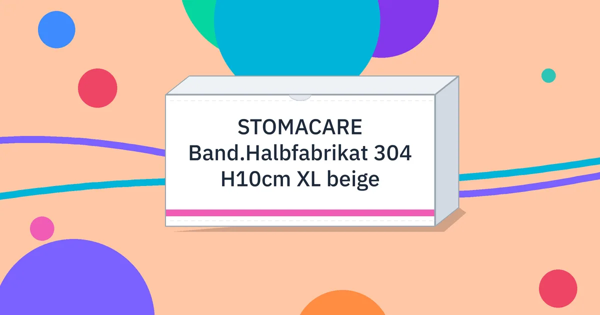 Symbolbild: Packung mit der Aufschrift STOMACARE Band.Halbfabrikat 304 H10cm XL beige (PZN 10840416) – Verfügbarkeit und Bezug in Apotheken in Frankfurt am Main