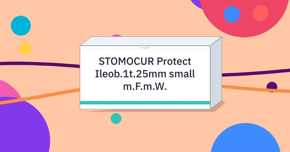 Symbolbild: Packung mit der Aufschrift STOMOCUR Protect Ileob.1t.25mm small m.F.m.W. (PZN 17551299) – Verfügbarkeit und Bezug in Apotheken in Frankfurt am Main