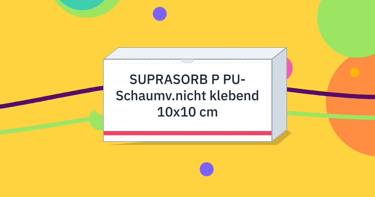 Symbolbild: Packung mit der Aufschrift SUPRASORB P PU-Schaumv.nicht klebend 10x10 cm (PZN 18730437) – Verfügbarkeit und Bezug in Apotheken in Frankfurt am Main