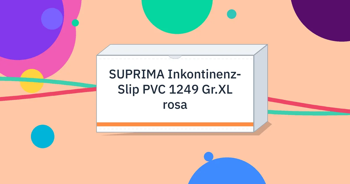 Symbolbild: Packung mit der Aufschrift SUPRIMA Inkontinenz-Slip PVC 1249 Gr.XL rosa (PZN 02062844) – Verfügbarkeit und Bezug in Apotheken in Frankfurt am Main