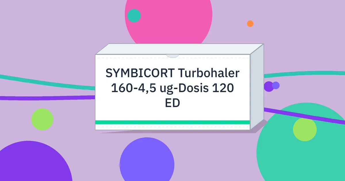Symbolbild: Packung mit der Aufschrift SYMBICORT Turbohaler 160-4,5 ug-Dosis 120 ED (PZN 14227167) – Verfügbarkeit und Bezug in Apotheken in Frankfurt am Main