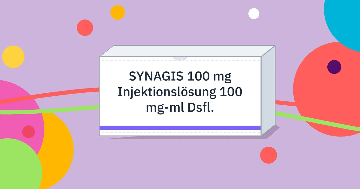 Symbolbild: Packung mit der Aufschrift SYNAGIS 100 mg Injektionslösung 100 mg-ml Dsfl. (PZN 10974950) – Verfügbarkeit und Bezug in Apotheken in Frankfurt am Main