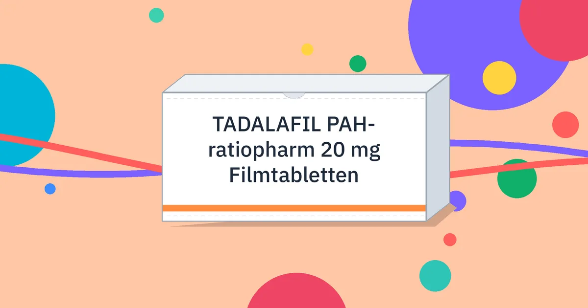 Symbolbild: Packung mit der Aufschrift TADALAFIL PAH-ratiopharm 20 mg Filmtabletten (PZN 18128120) – Verfügbarkeit und Bezug in Apotheken in Frankfurt am Main