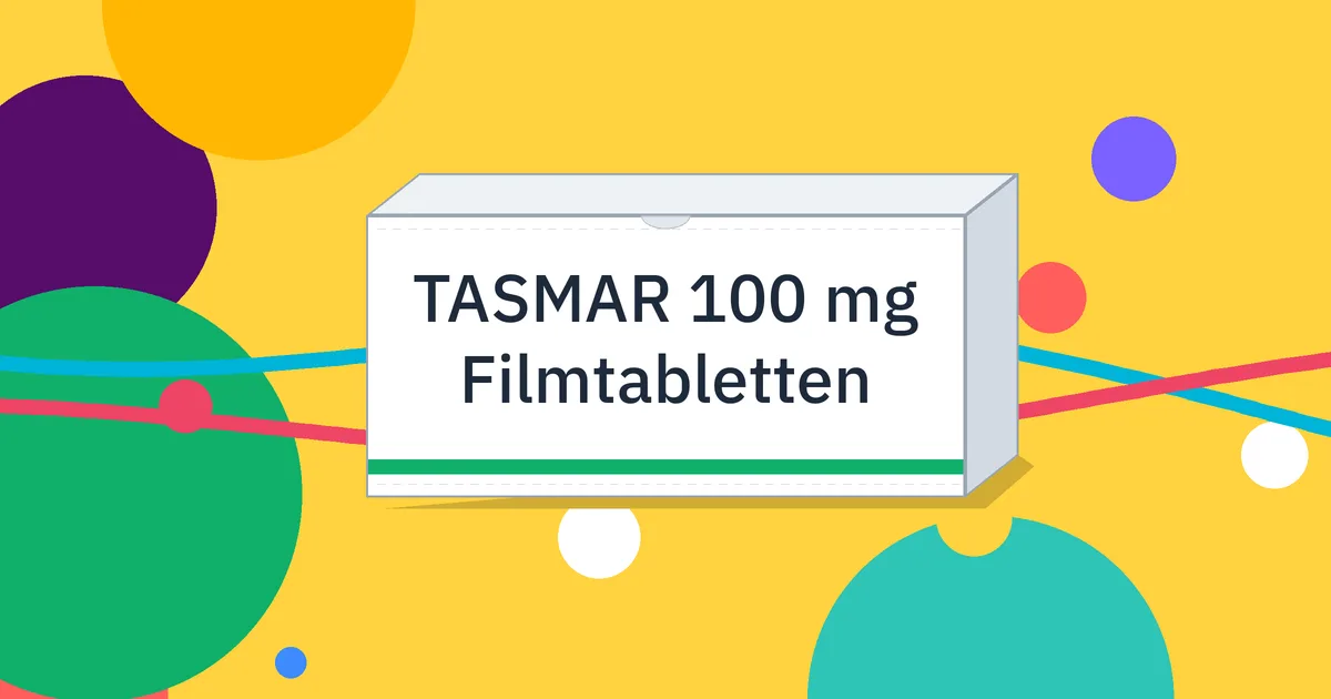 Symbolbild: Packung mit der Aufschrift TASMAR 100 mg Filmtabletten (PZN 10980844) – Verfügbarkeit und Bezug in Apotheken in Frankfurt am Main