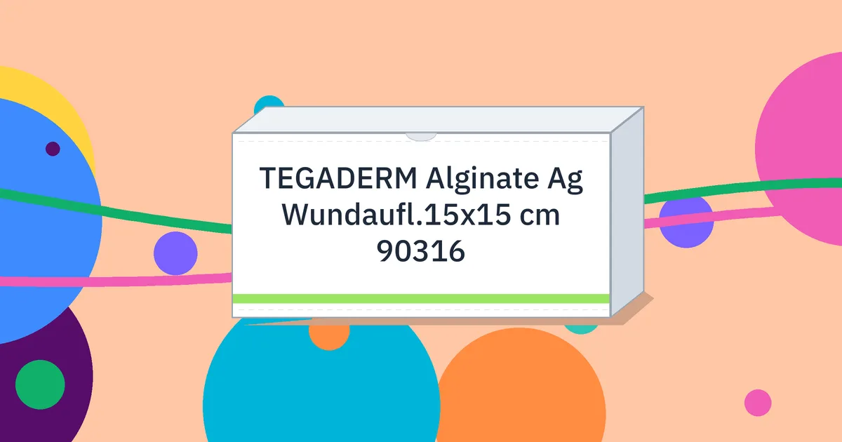 Symbolbild: Packung mit der Aufschrift TEGADERM Alginate Ag Wundaufl.15x15 cm 90316 (PZN 09006530) – Verfügbarkeit und Bezug in Apotheken in Frankfurt am Main