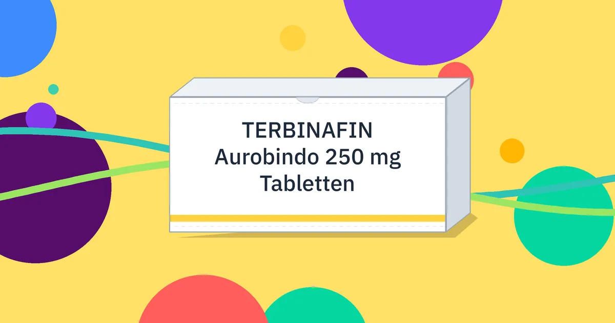 Symbolbild: Packung mit der Aufschrift TERBINAFIN Aurobindo 250 mg Tabletten (PZN 09763923) – Verfügbarkeit und Bezug in Apotheken in Frankfurt am Main