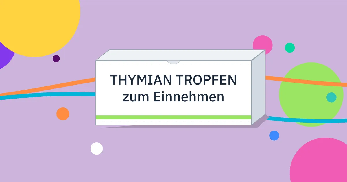Symbolbild: Packung mit der Aufschrift THYMIAN TROPFEN zum Einnehmen (PZN 17427731) – Verfügbarkeit und Bezug in Apotheken in Frankfurt am Main