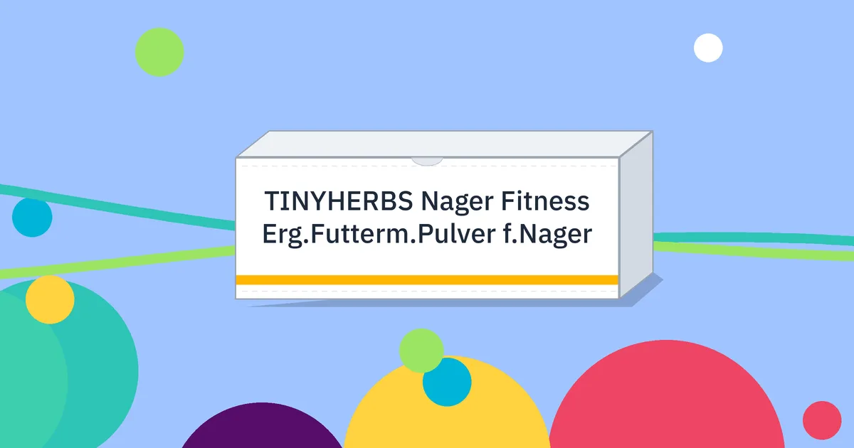 Symbolbild: Packung mit der Aufschrift TINYHERBS Nager Fitness Erg.Futterm.Pulver f.Nager (PZN 19623896) – Verfügbarkeit und Bezug in Apotheken in Frankfurt am Main
