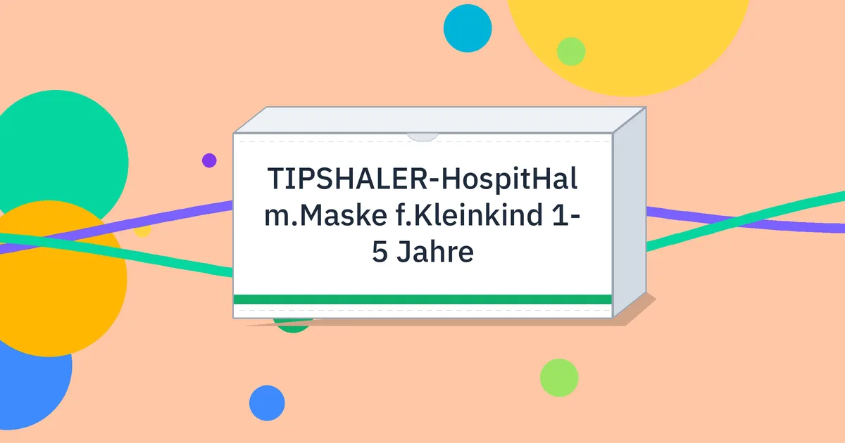 Symbolbild: Packung mit der Aufschrift TIPSHALER-HospitHal m.Maske f.Kleinkind 1-5 Jahre (PZN 19994701) – Verfügbarkeit und Bezug in Apotheken in Frankfurt am Main