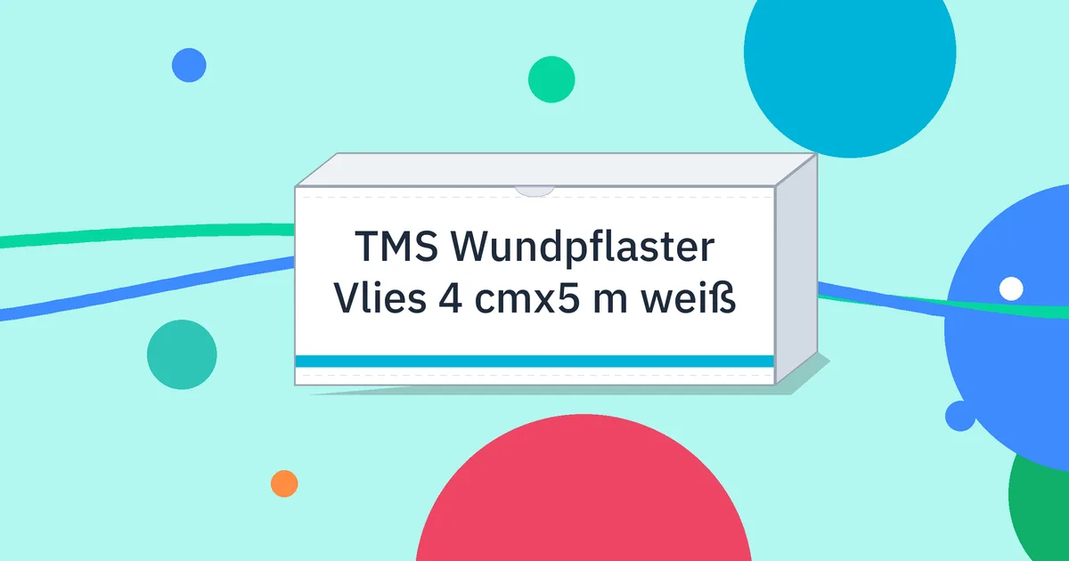 Symbolbild: Packung mit der Aufschrift TMS Wundpflaster Vlies 4 cmx5 m weiß (PZN 18316838) – Verfügbarkeit und Bezug in Apotheken in Frankfurt am Main