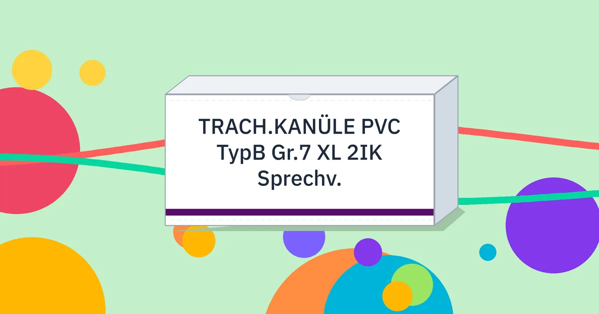 Symbolbild: Packung mit der Aufschrift TRACH.KANÜLE PVC TypB Gr.7 XL 2IK Sprechv. (PZN 06999720) – Verfügbarkeit und Bezug in Apotheken in Frankfurt am Main