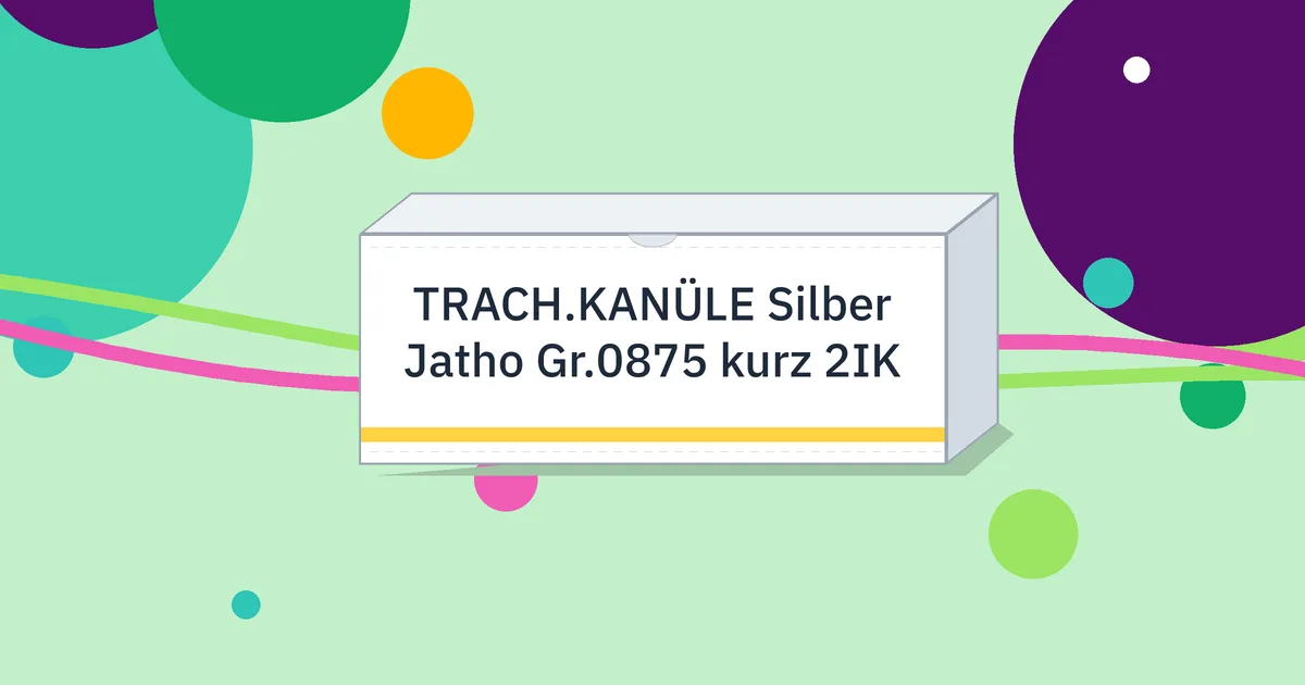 Symbolbild: Packung mit der Aufschrift TRACH.KANÜLE Silber Jatho Gr.0875 kurz 2IK (PZN 06987705) – Verfügbarkeit und Bezug in Apotheken in Frankfurt am Main