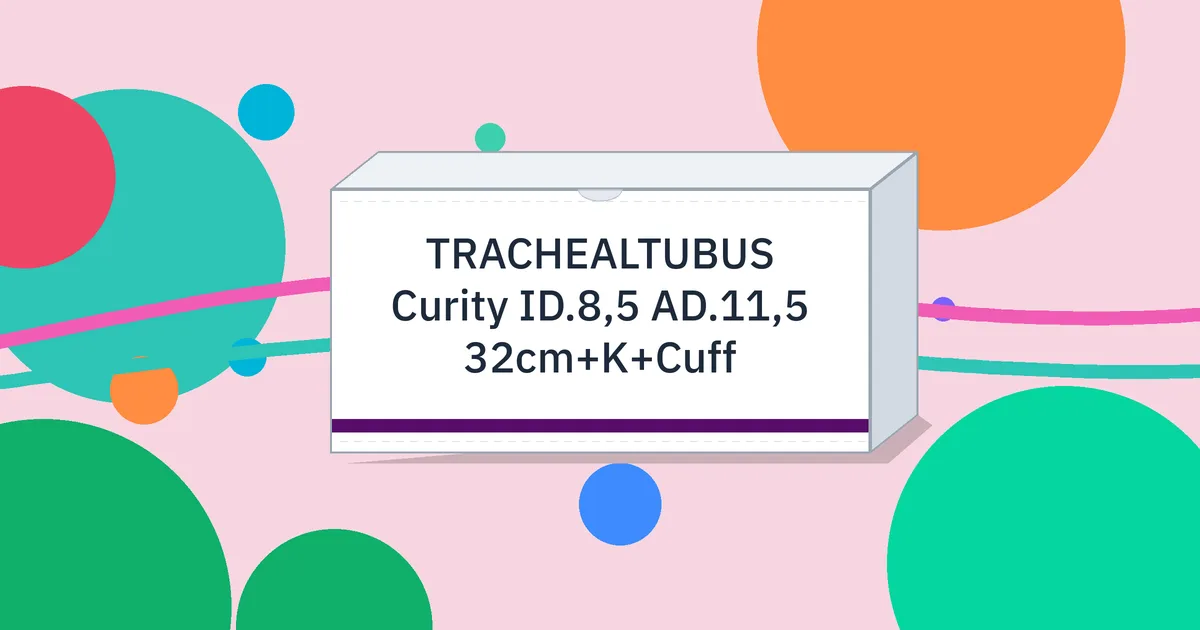 Symbolbild: Packung mit der Aufschrift TRACHEALTUBUS Curity ID.8,5 AD.11,5 32cm+K+Cuff (PZN 08885073) – Verfügbarkeit und Bezug in Apotheken in Frankfurt am Main