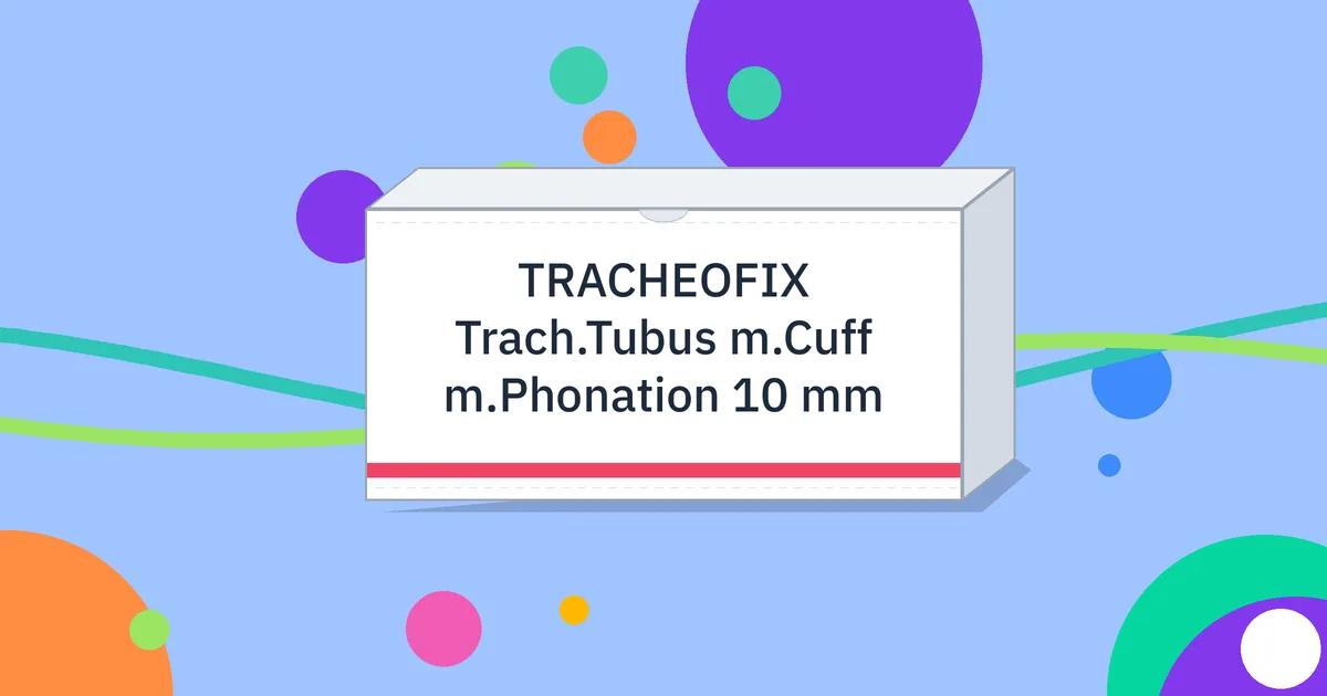 Symbolbild: Packung mit der Aufschrift TRACHEOFIX Trach.Tubus m.Cuff m.Phonation 10 mm (PZN 04164738) – Verfügbarkeit und Bezug in Apotheken in Frankfurt am Main