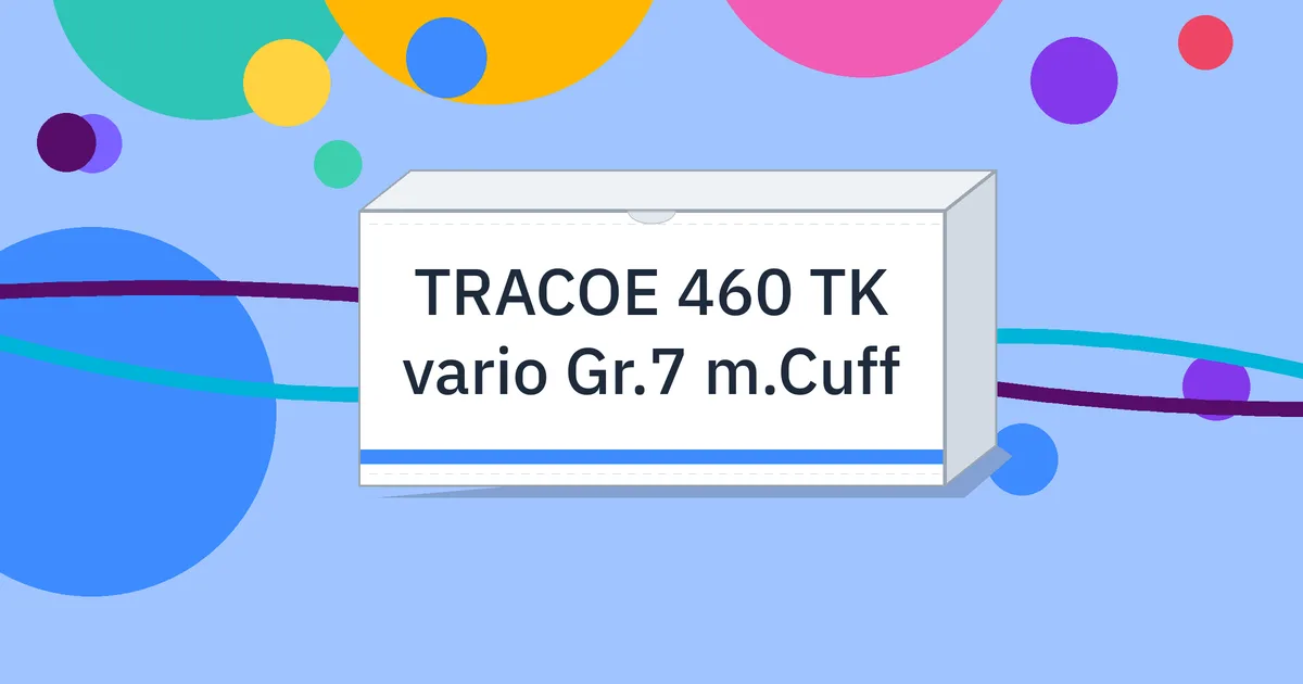 Symbolbild: Packung mit der Aufschrift TRACOE 460 TK vario Gr.7 m.Cuff (PZN 02364321) – Verfügbarkeit und Bezug in Apotheken in Frankfurt am Main