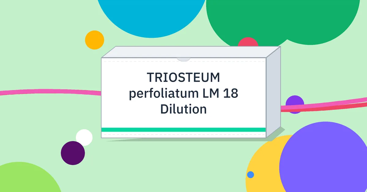 Symbolbild: Packung mit der Aufschrift TRIOSTEUM perfoliatum LM 18 Dilution (PZN 13227656) – Verfügbarkeit und Bezug in Apotheken in Frankfurt am Main
