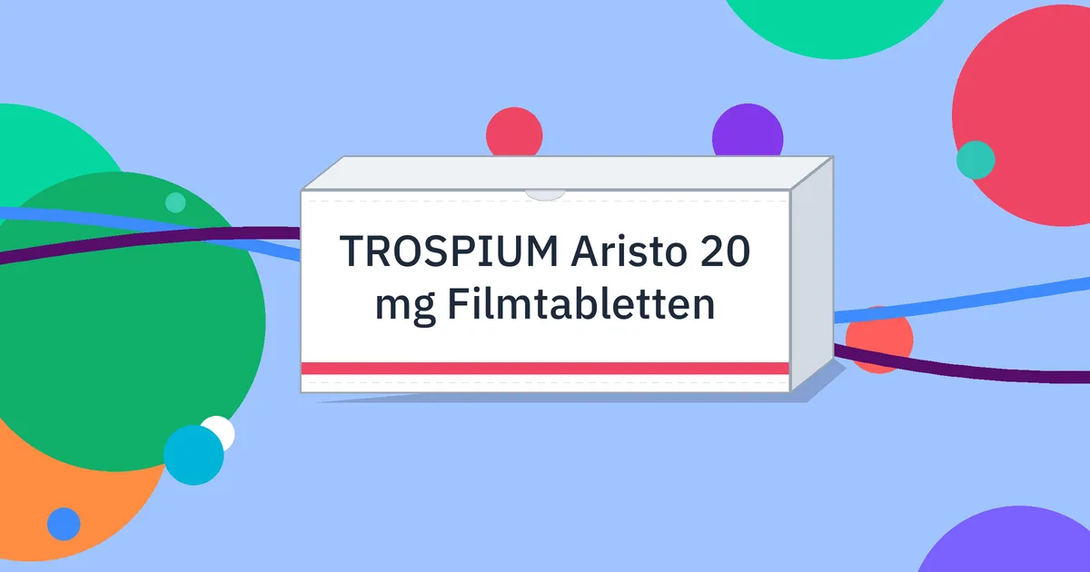 Symbolbild: Packung mit der Aufschrift TROSPIUM Aristo 20 mg Filmtabletten (PZN 10259437) – Verfügbarkeit und Bezug in Apotheken in Frankfurt am Main