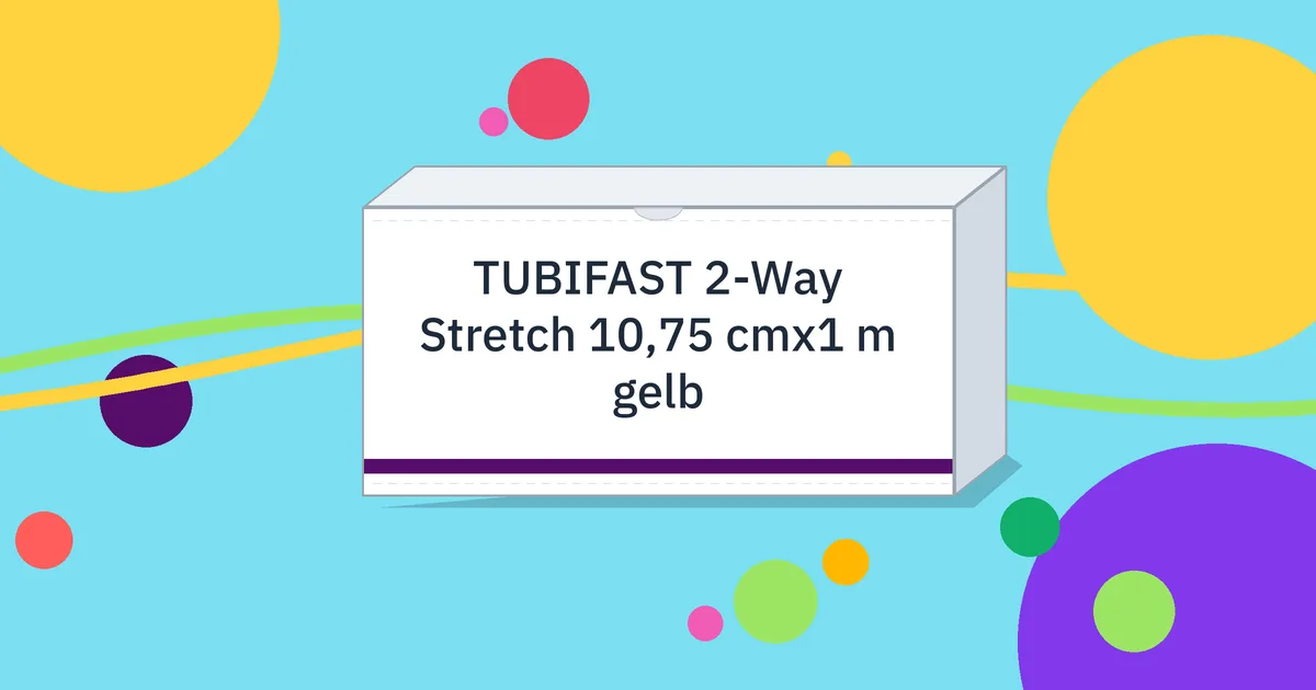 Symbolbild: Packung mit der Aufschrift TUBIFAST 2-Way Stretch 10,75 cmx1 m gelb (PZN 20286116) – Verfügbarkeit und Bezug in Apotheken in Frankfurt am Main