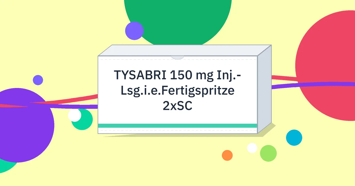 Symbolbild: Packung mit der Aufschrift TYSABRI 150 mg Inj.-Lsg.i.e.Fertigspritze 2xSC (PZN 17847189) – Verfügbarkeit und Bezug in Apotheken in Frankfurt am Main