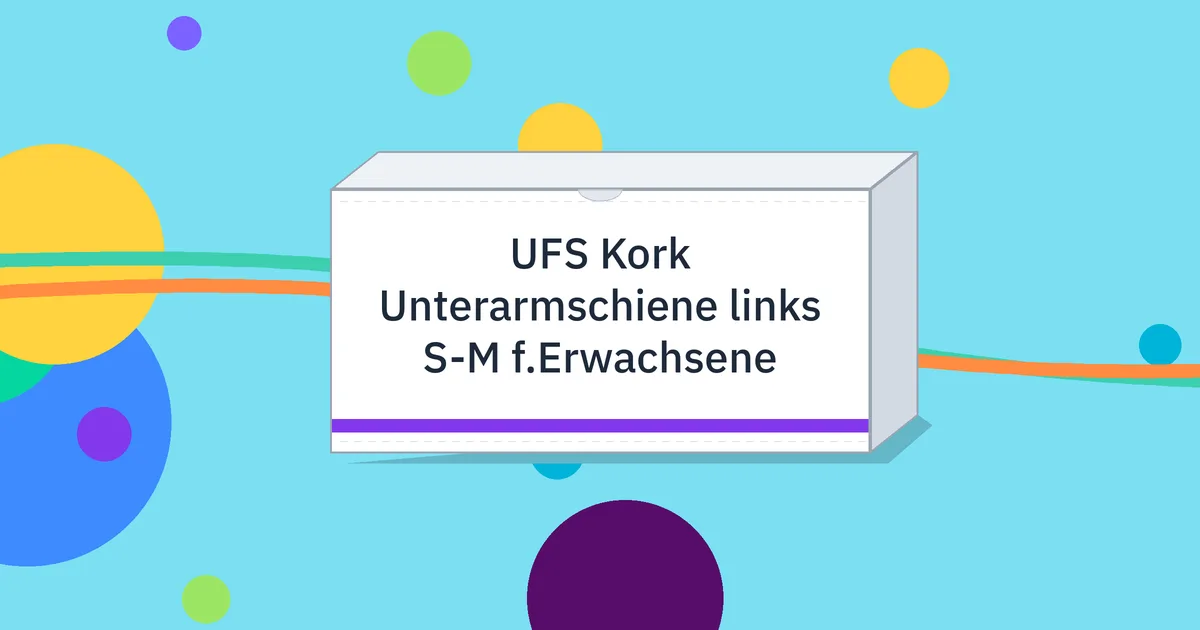 Symbolbild: Packung mit der Aufschrift UFS Kork Unterarmschiene links S-M f.Erwachsene (PZN 04809649) – Verfügbarkeit und Bezug in Apotheken in Frankfurt am Main