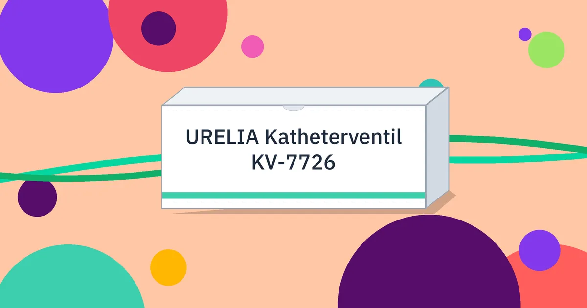 Symbolbild: Packung mit der Aufschrift URELIA Katheterventil KV-7726 (PZN 16585310) – Verfügbarkeit und Bezug in Apotheken in Frankfurt am Main