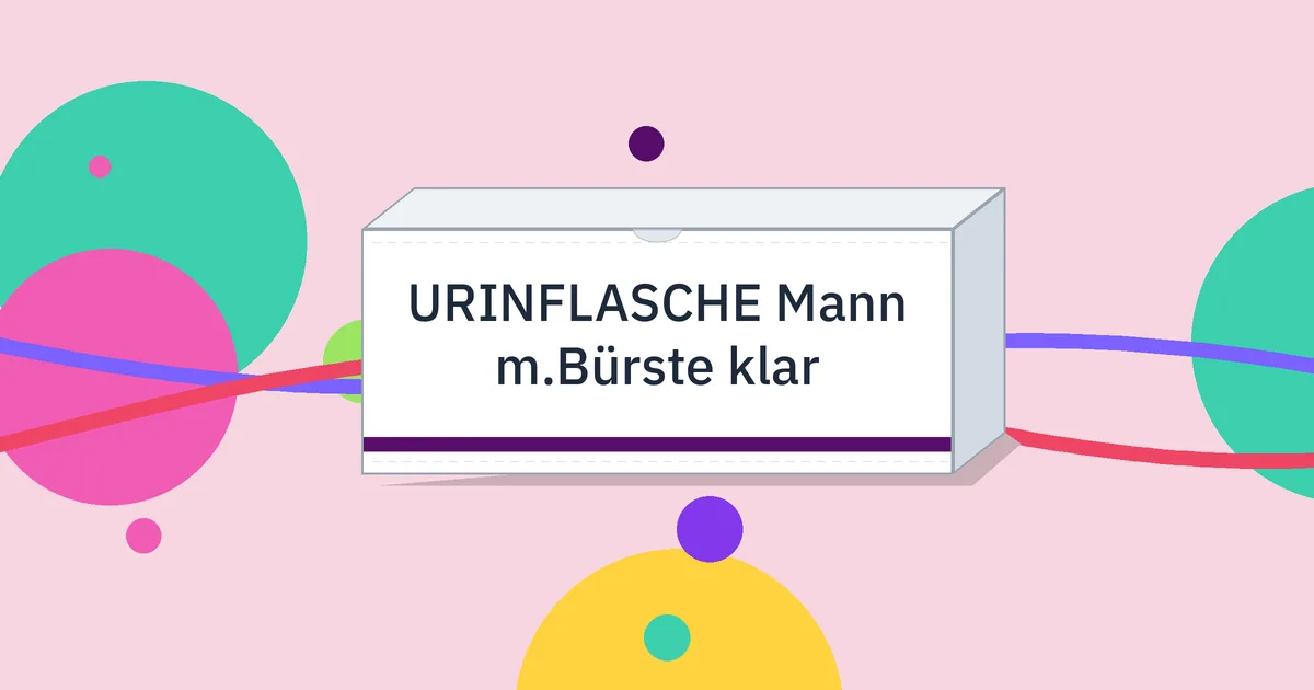 Symbolbild: Packung mit der Aufschrift URINFLASCHE Mann m.Bürste klar (PZN 07530184) – Verfügbarkeit und Bezug in Apotheken in Frankfurt am Main