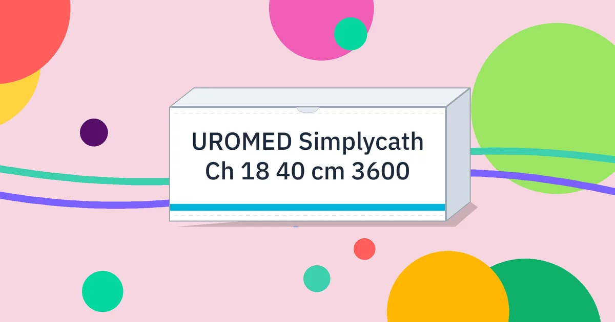 Symbolbild: Packung mit der Aufschrift UROMED Simplycath Ch 18 40 cm 3600 (PZN 00230935) – Verfügbarkeit und Bezug in Apotheken in Frankfurt am Main