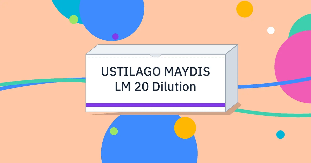 Symbolbild: Packung mit der Aufschrift USTILAGO MAYDIS LM 20 Dilution (PZN 13258183) – Verfügbarkeit und Bezug in Apotheken in Frankfurt am Main