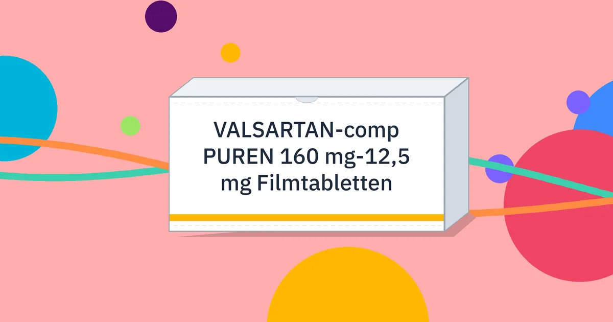 Symbolbild: Packung mit der Aufschrift VALSARTAN-comp PUREN 160 mg-12,5 mg Filmtabletten (PZN 11358489) – Verfügbarkeit und Bezug in Apotheken in Frankfurt am Main