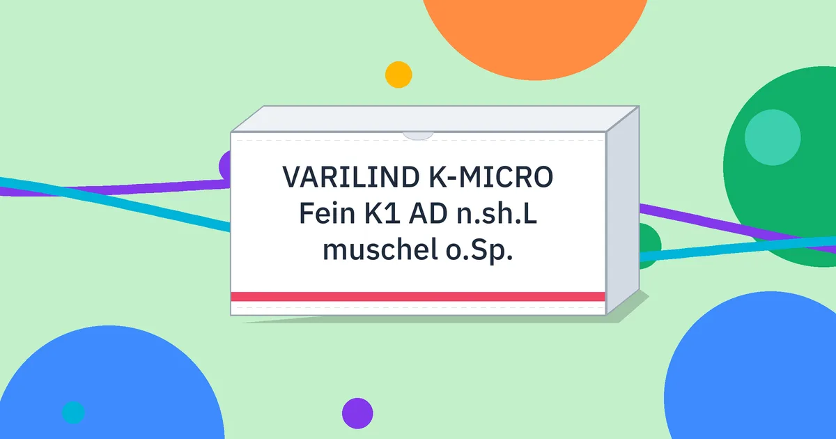 Symbolbild: Packung mit der Aufschrift VARILIND K-MICRO Fein K1 AD n.sh.L muschel o.Sp. (PZN 20558299) – Verfügbarkeit und Bezug in Apotheken in Frankfurt am Main
