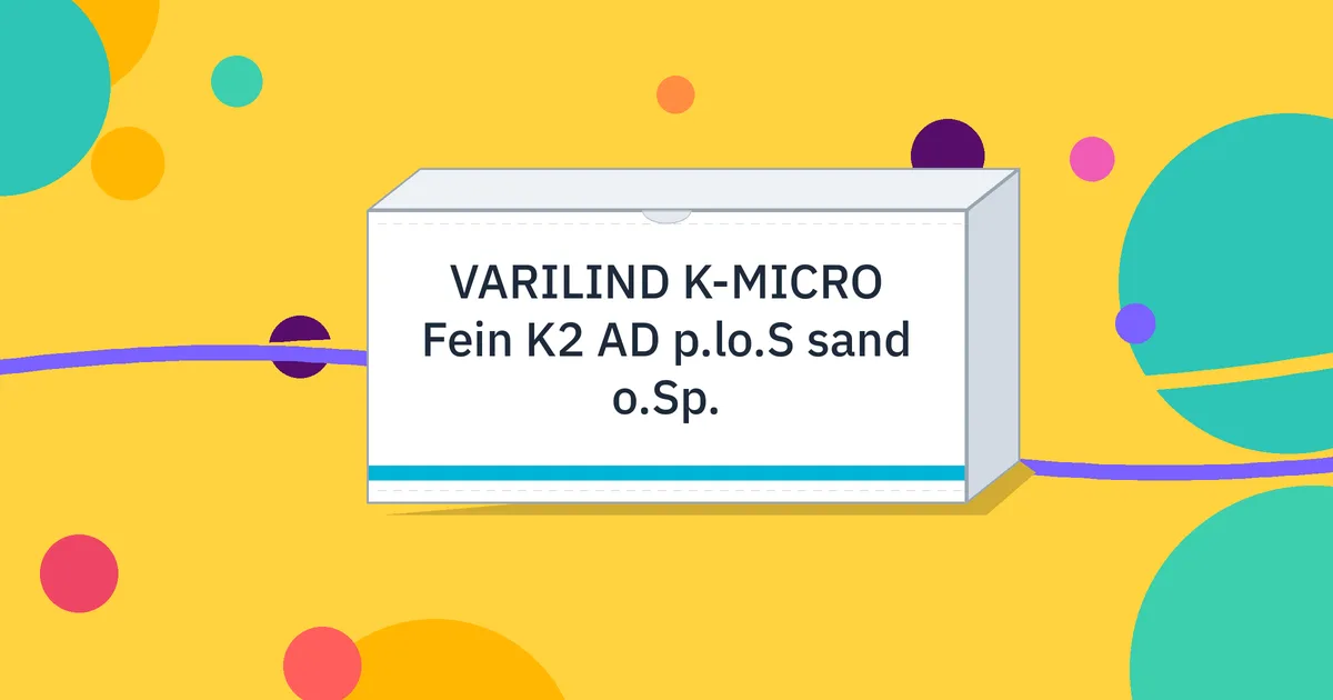 Symbolbild: Packung mit der Aufschrift VARILIND K-MICRO Fein K2 AD p.lo.S sand o.Sp. (PZN 20619262) – Verfügbarkeit und Bezug in Apotheken in Frankfurt am Main