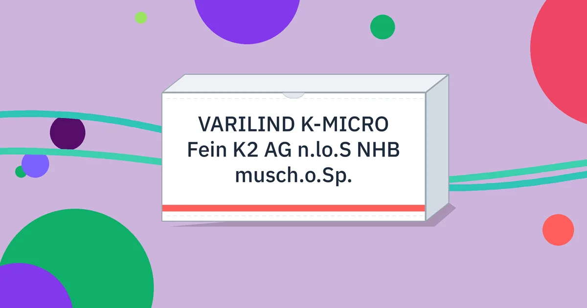 Symbolbild: Packung mit der Aufschrift VARILIND K-MICRO Fein K2 AG n.lo.S NHB musch.o.Sp. (PZN 20557101) – Verfügbarkeit und Bezug in Apotheken in Frankfurt am Main