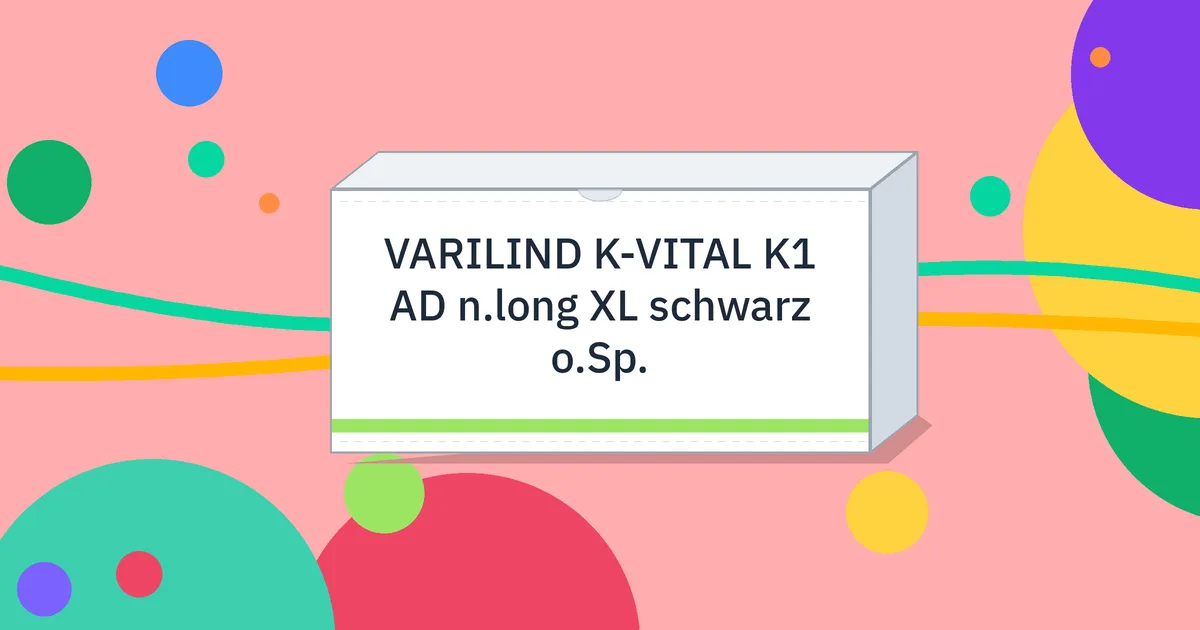 Symbolbild: Packung mit der Aufschrift VARILIND K-VITAL K1 AD n.long XL schwarz o.Sp. (PZN 20566867) – Verfügbarkeit und Bezug in Apotheken in Frankfurt am Main
