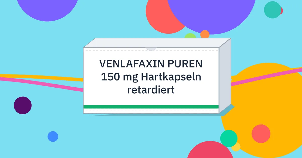 Symbolbild: Packung mit der Aufschrift VENLAFAXIN PUREN 150 mg Hartkapseln retardiert (PZN 11358727) – Verfügbarkeit und Bezug in Apotheken in Frankfurt am Main
