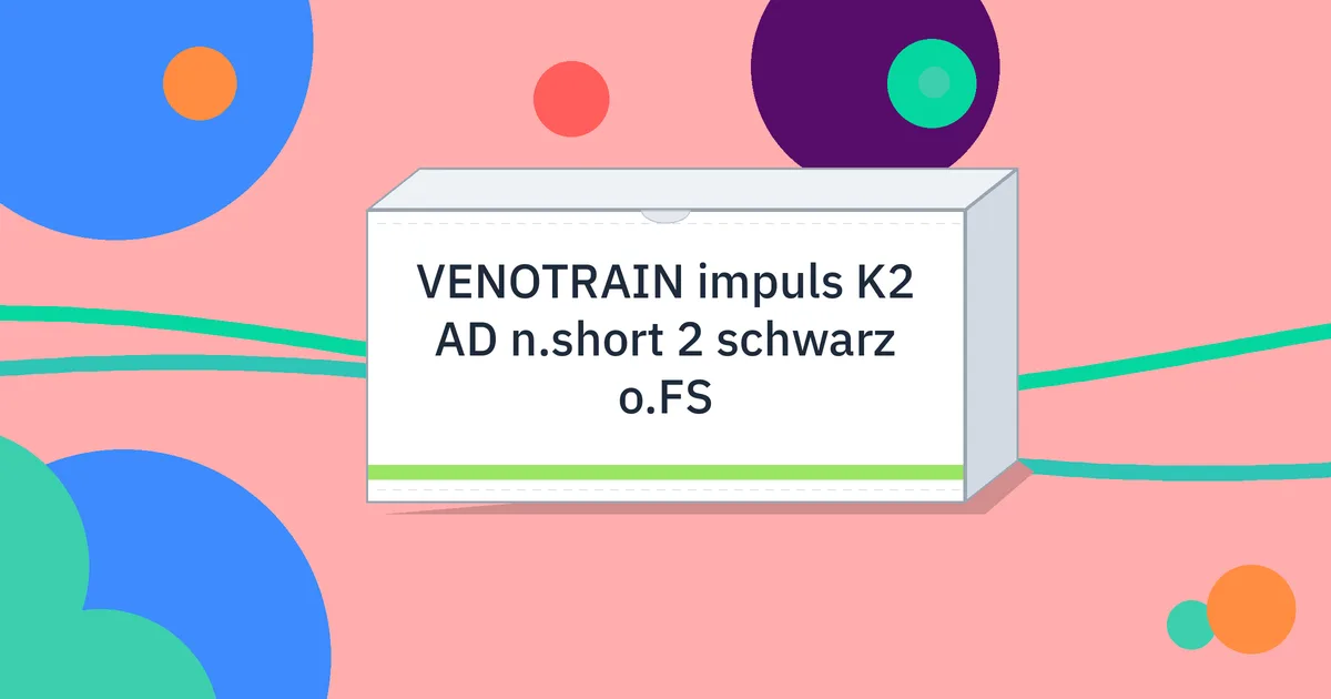 Symbolbild: Packung mit der Aufschrift VENOTRAIN impuls K2 AD n.short 2 schwarz o.FS (PZN 00626834) – Verfügbarkeit und Bezug in Apotheken in Frankfurt am Main