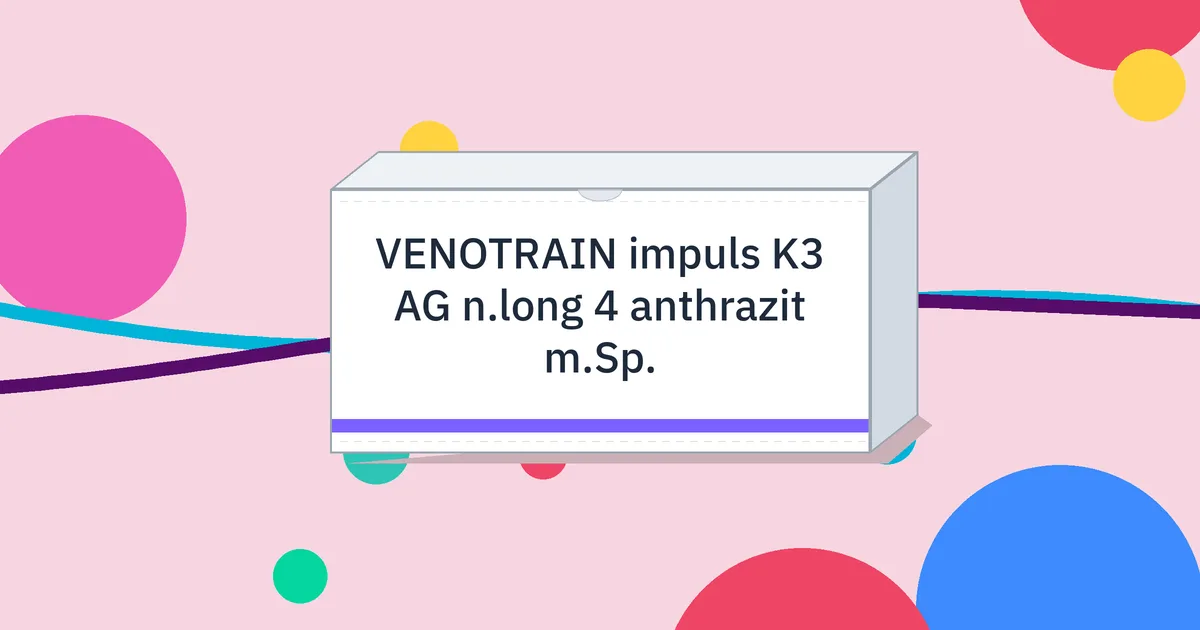 Symbolbild: Packung mit der Aufschrift VENOTRAIN impuls K3 AG n.long 4 anthrazit m.Sp. (PZN 15213523) – Verfügbarkeit und Bezug in Apotheken in Frankfurt am Main