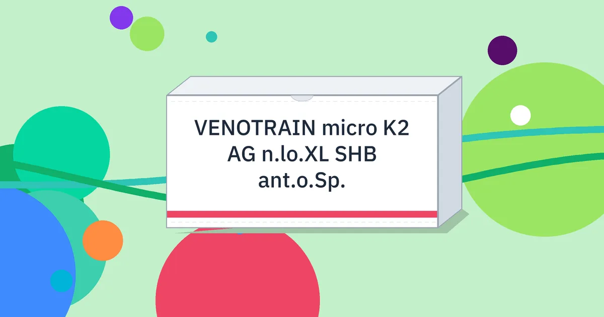 Symbolbild: Packung mit der Aufschrift VENOTRAIN micro K2 AG n.lo.XL SHB ant.o.Sp. (PZN 11063498) – Verfügbarkeit und Bezug in Apotheken in Frankfurt am Main