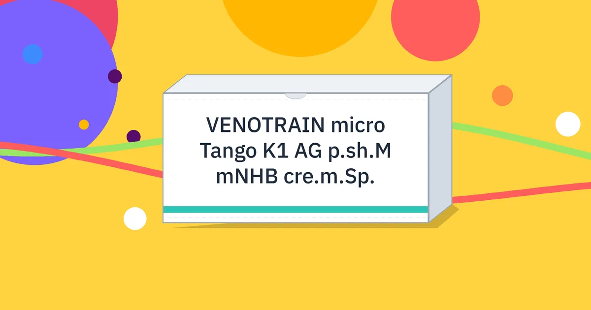 Symbolbild: Packung mit der Aufschrift VENOTRAIN micro Tango K1 AG p.sh.M mNHB cre.m.Sp. (PZN 17757523) – Verfügbarkeit und Bezug in Apotheken in Frankfurt am Main