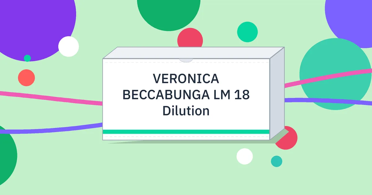 Symbolbild: Packung mit der Aufschrift VERONICA BECCABUNGA LM 18 Dilution (PZN 13269117) – Verfügbarkeit und Bezug in Apotheken in Frankfurt am Main