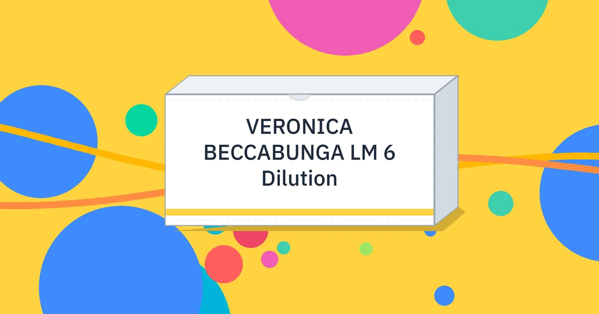 Symbolbild: Packung mit der Aufschrift VERONICA BECCABUNGA LM 6 Dilution (PZN 13268804) – Verfügbarkeit und Bezug in Apotheken in Frankfurt am Main