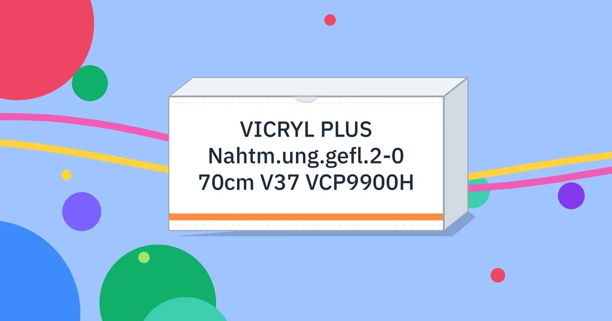 Symbolbild: Packung mit der Aufschrift VICRYL PLUS Nahtm.ung.gefl.2-0 70cm V37 VCP9900H (PZN 16392999) – Verfügbarkeit und Bezug in Apotheken in Frankfurt am Main