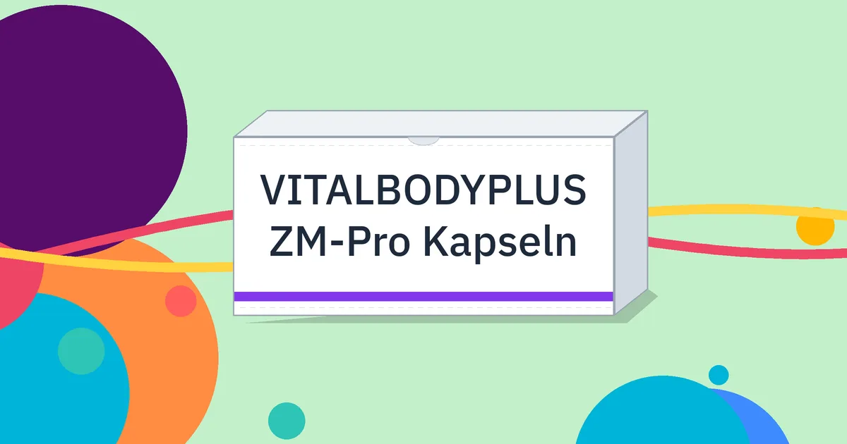 Symbolbild: Packung mit der Aufschrift VITALBODYPLUS ZM-Pro Kapseln (PZN 15196546) – Verfügbarkeit und Bezug in Apotheken in Frankfurt am Main