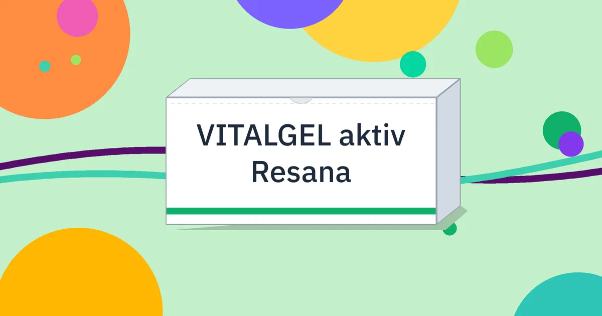Symbolbild: Packung mit der Aufschrift VITALGEL aktiv Resana (PZN 01884277) – Verfügbarkeit und Bezug in Apotheken in Frankfurt am Main