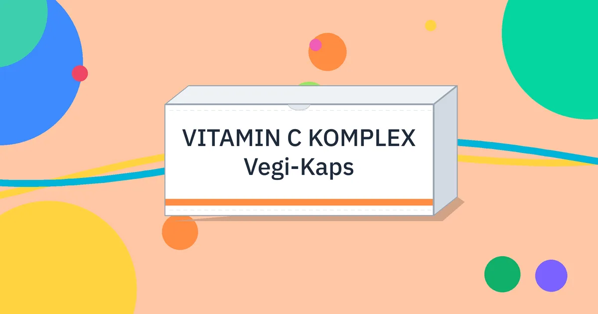 Symbolbild: Packung mit der Aufschrift VITAMIN C KOMPLEX Vegi-Kaps (PZN 06584858) – Verfügbarkeit und Bezug in Apotheken in Frankfurt am Main