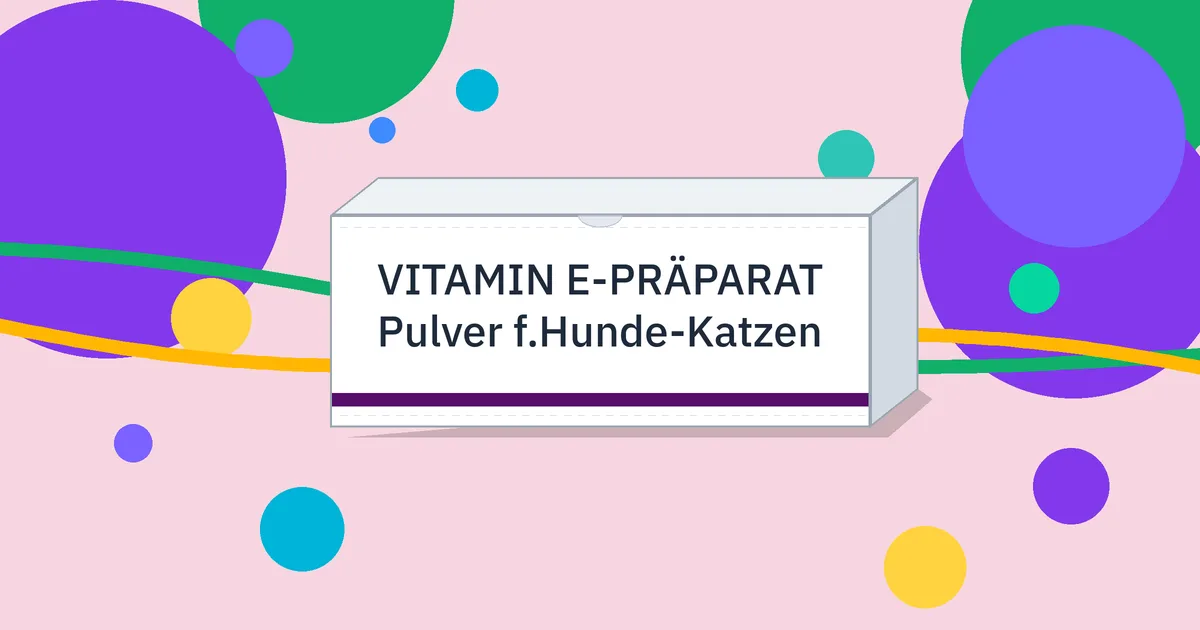 Symbolbild: Packung mit der Aufschrift VITAMIN E-PRÄPARAT Pulver f.Hunde-Katzen (PZN 17397378) – Verfügbarkeit und Bezug in Apotheken in Frankfurt am Main