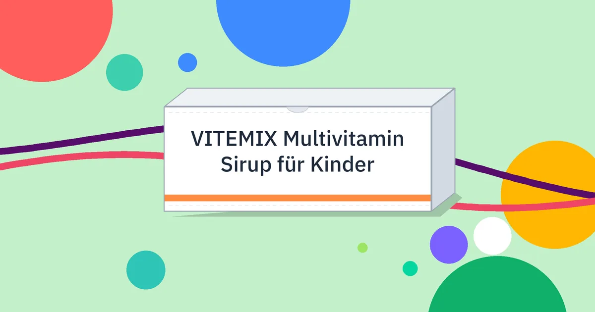 Symbolbild: Packung mit der Aufschrift VITEMIX Multivitamin Sirup für Kinder (PZN 13541513) – Verfügbarkeit und Bezug in Apotheken in Frankfurt am Main