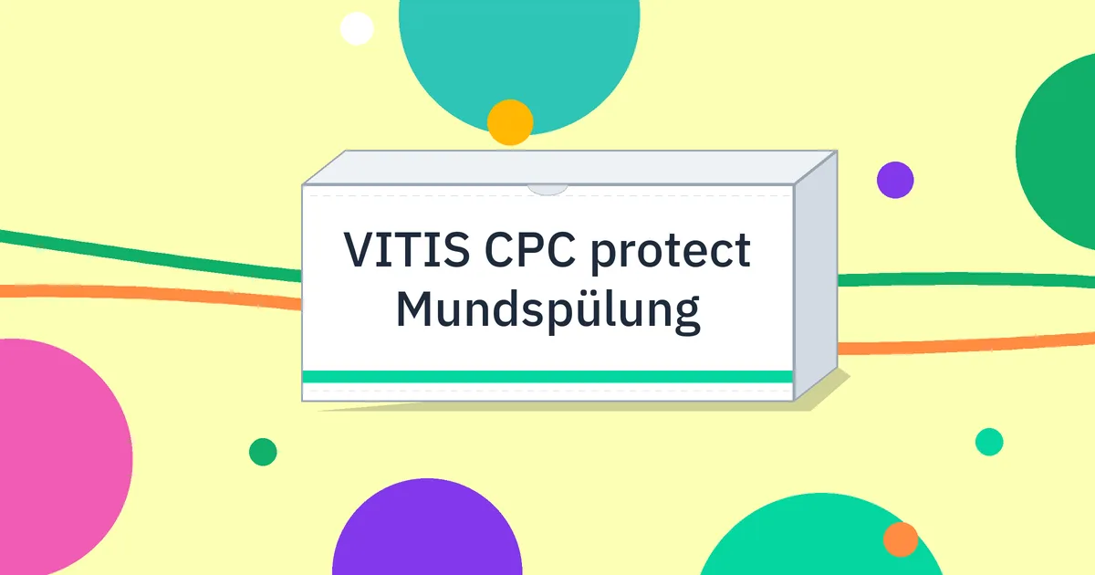 Symbolbild: Packung mit der Aufschrift VITIS CPC protect Mundspülung (PZN 16758905) – Verfügbarkeit und Bezug in Apotheken in Frankfurt am Main